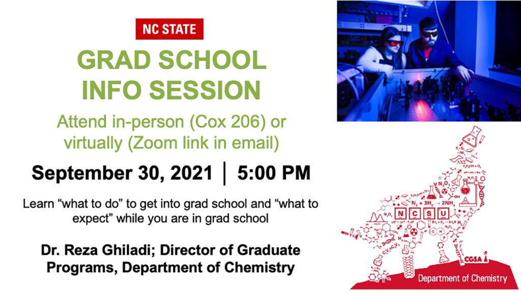 Chemistry Graduate School Info Session | Department of Chemistry